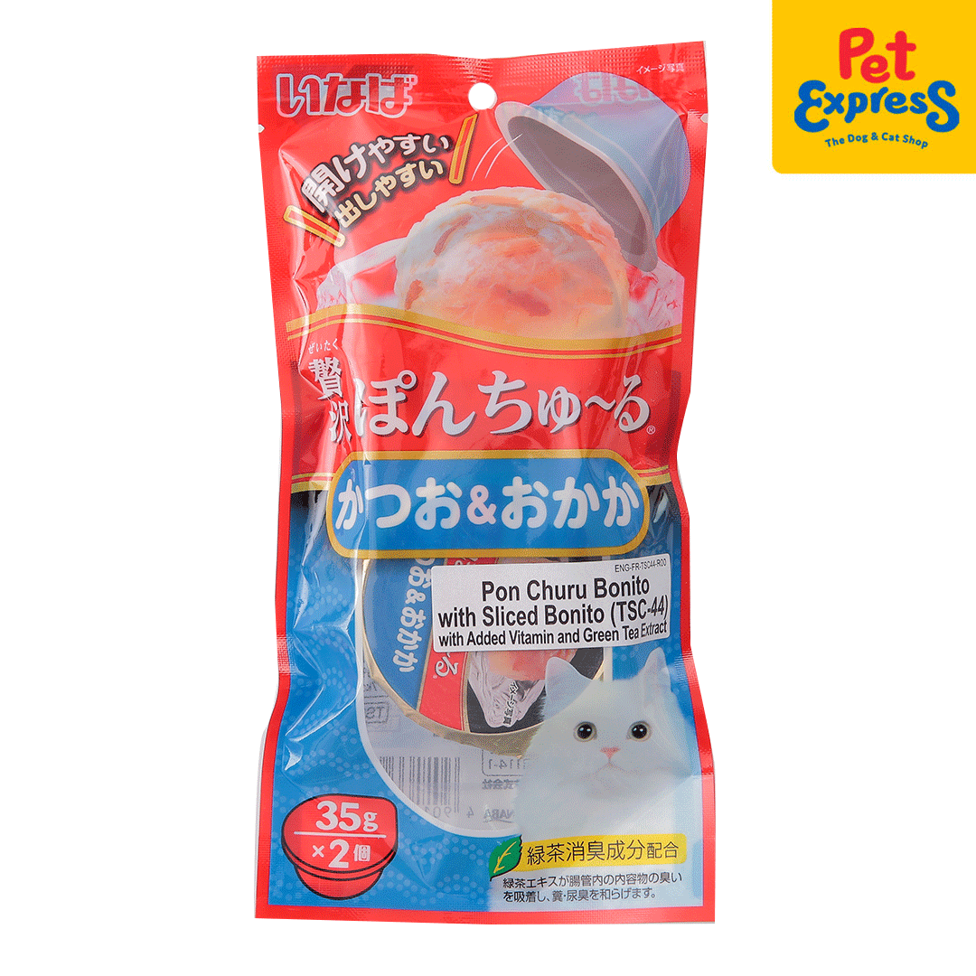 Inaba Pon Churu Bonito with Sliced Bonito Wet Cat Food 35gx2 (TSC-44)