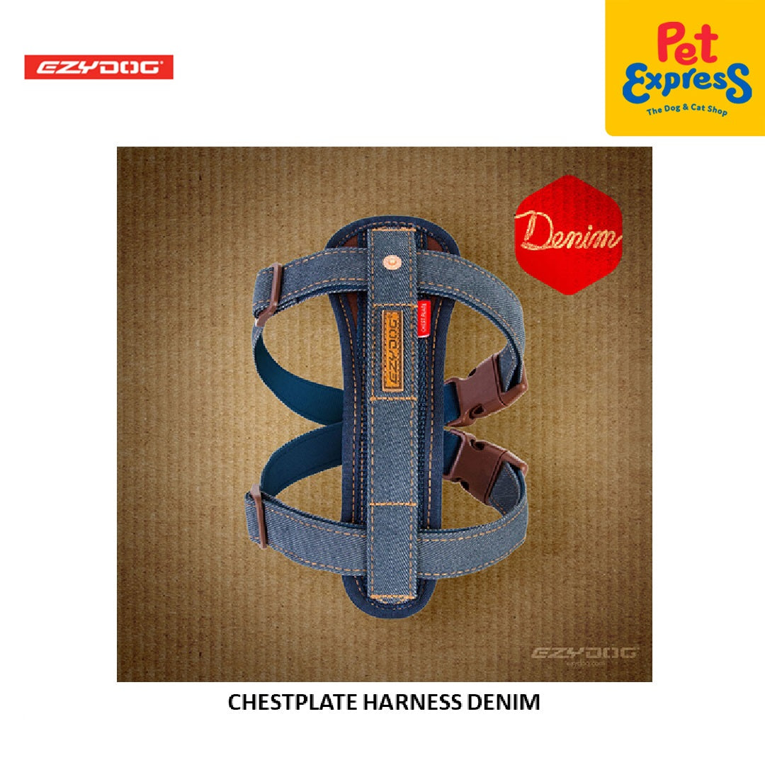 EzyDog Chestplate Dog Harness Large Denim | Pet Express