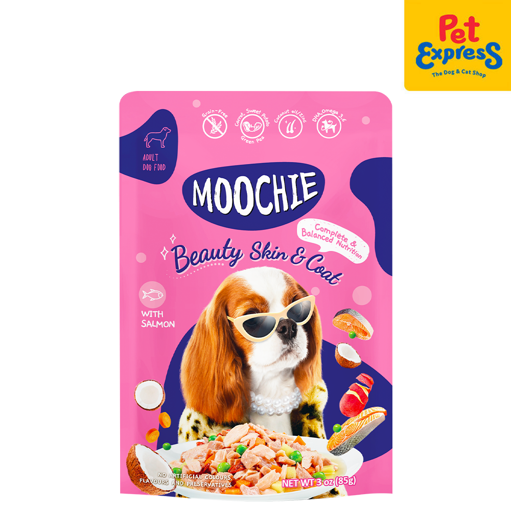 Moochie Adult Small Breed Beauty Skin and Coat Salmon Wet Dog Food 85g ...