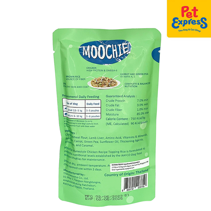 Moochie Adult Homestyle Chicken and Rice Wet Dog Food 120g (12 pouches ...