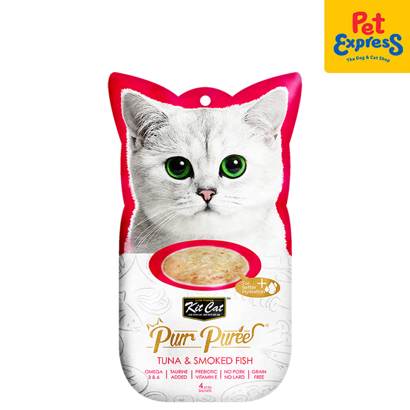 Kit Cat Purr Puree Tuna and Smoked Fish Cat Treats 4x15g – Pet Express