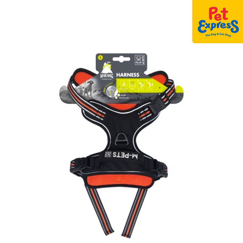 M-Pets Hiking Dog Harness Large Black Orange | Pet Express