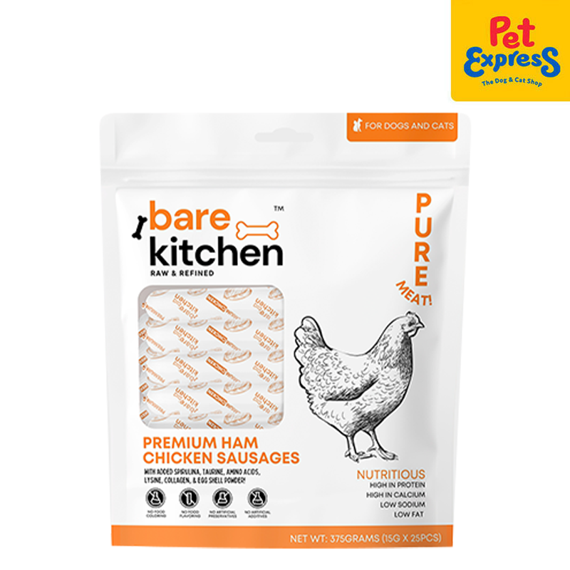 Bare Kitchen Premium Ham Chicken Sausages Pet Treats 375g – Pet Express