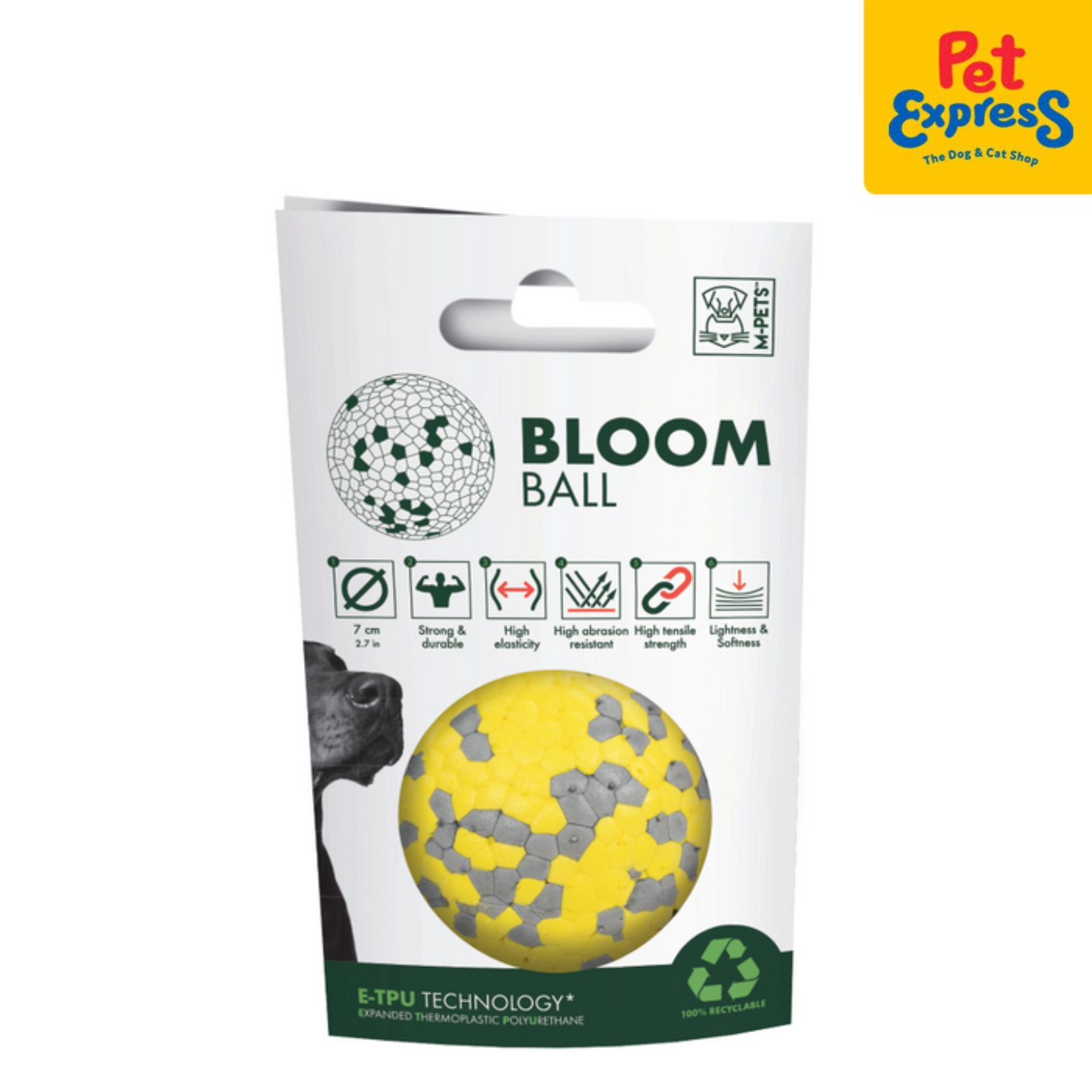 M-Pets Bloom Ball Dog Toy Yellow and Grey – Pet Express