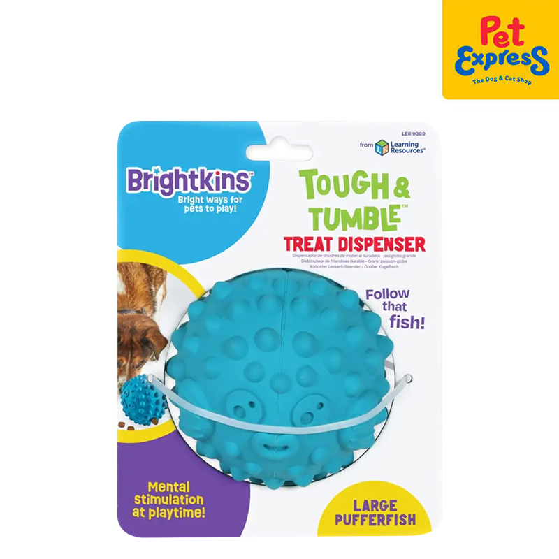 Brightkins Tough and Tumble Large Pufferfish Treat Dispenser Dog Toy ...