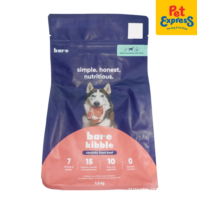 Bare Kibble Adult Beef Dry Dog food 1.5kg – Pet Express