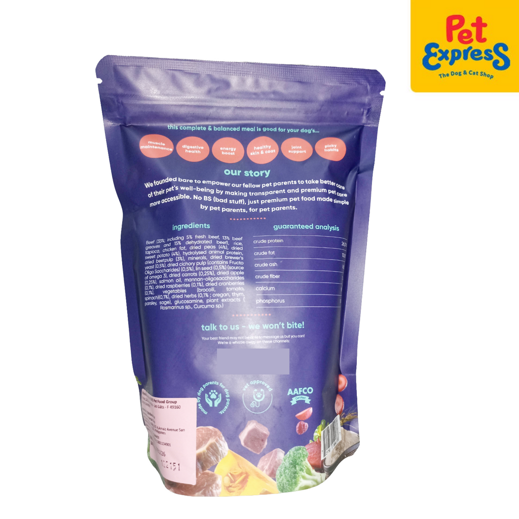 Bare Kibble Adult Beef Dry Dog food 250g – Pet Express