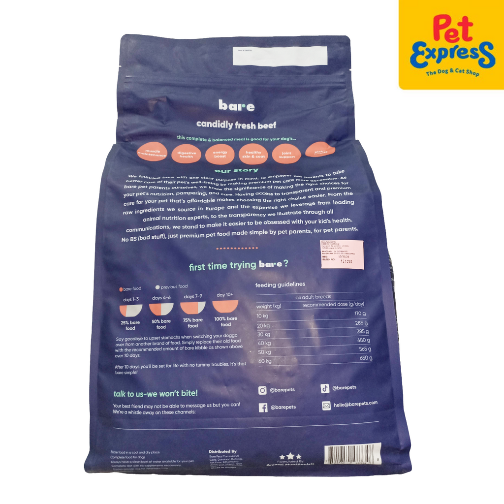 Bare Kibble Adult Beef Dry Dog food 5kg – Pet Express