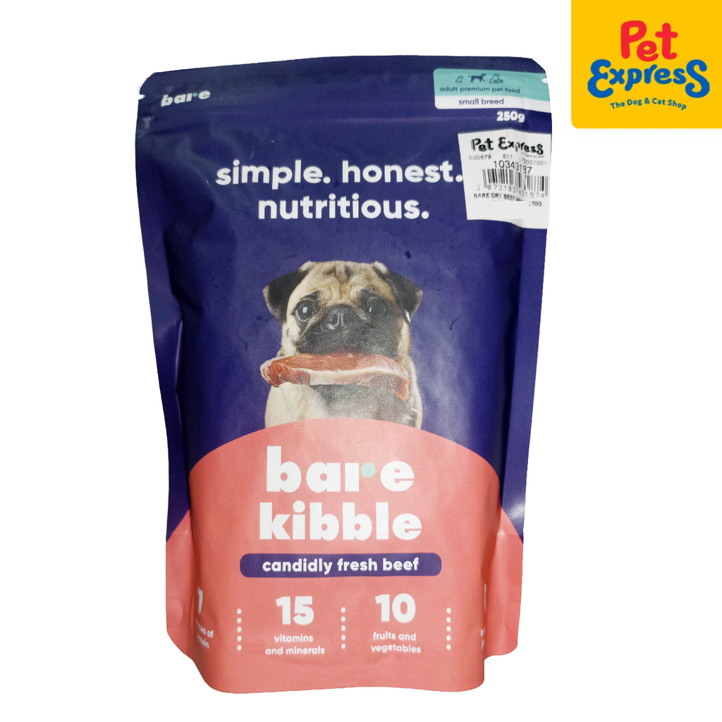 Bare Kibble Small Breed Beef Dry Dog food 250g – Pet Express