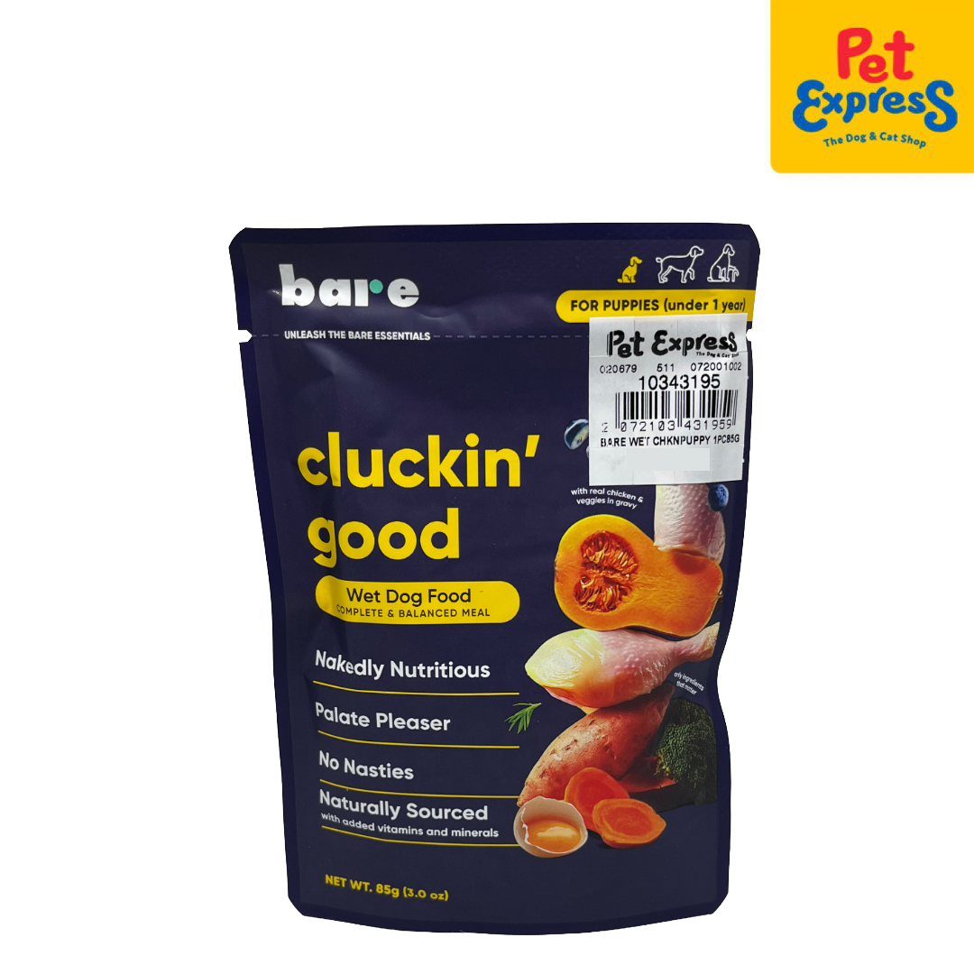 Bare Cluckin Good Puppy Wet Dog Food 85g (12 pouches) – Pet Express