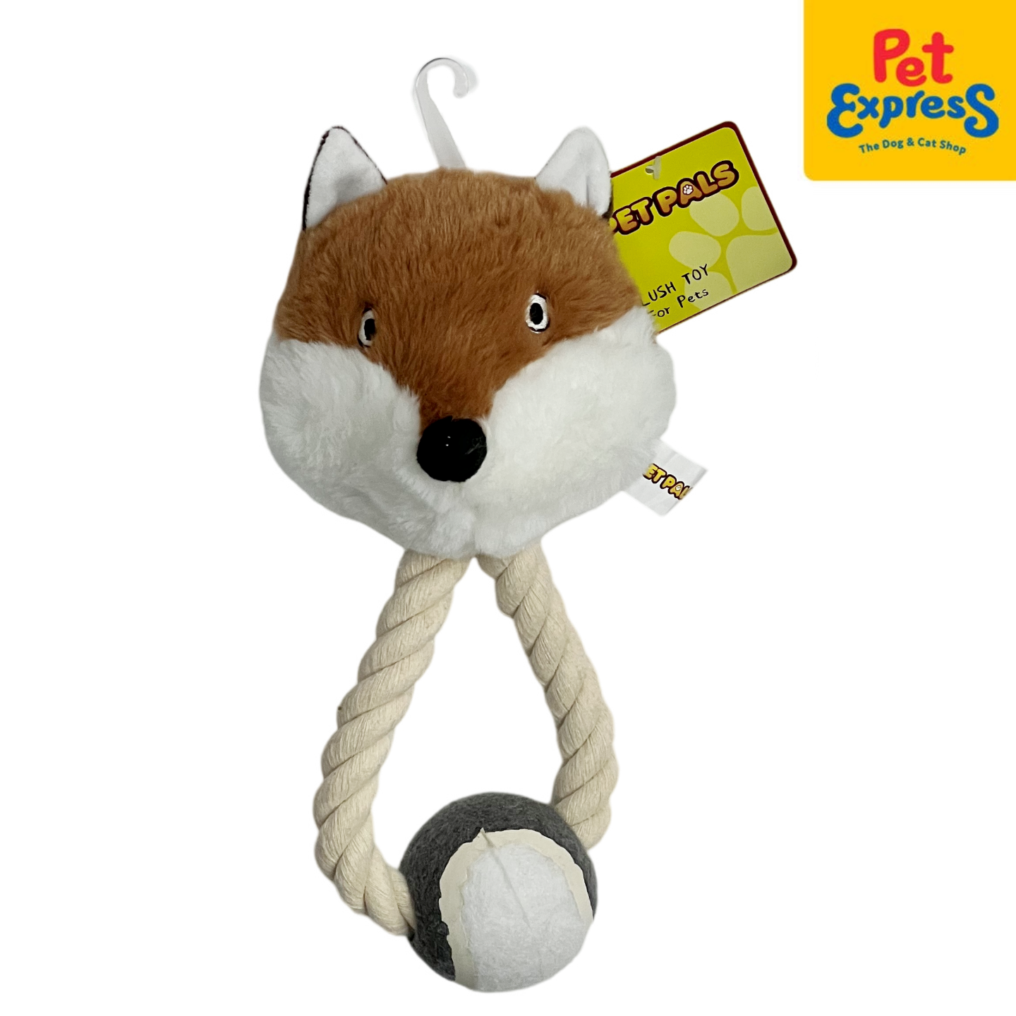 Pet Pals Plush Squeaky Fox with Ball Dog Toy 25cm | Pet Express