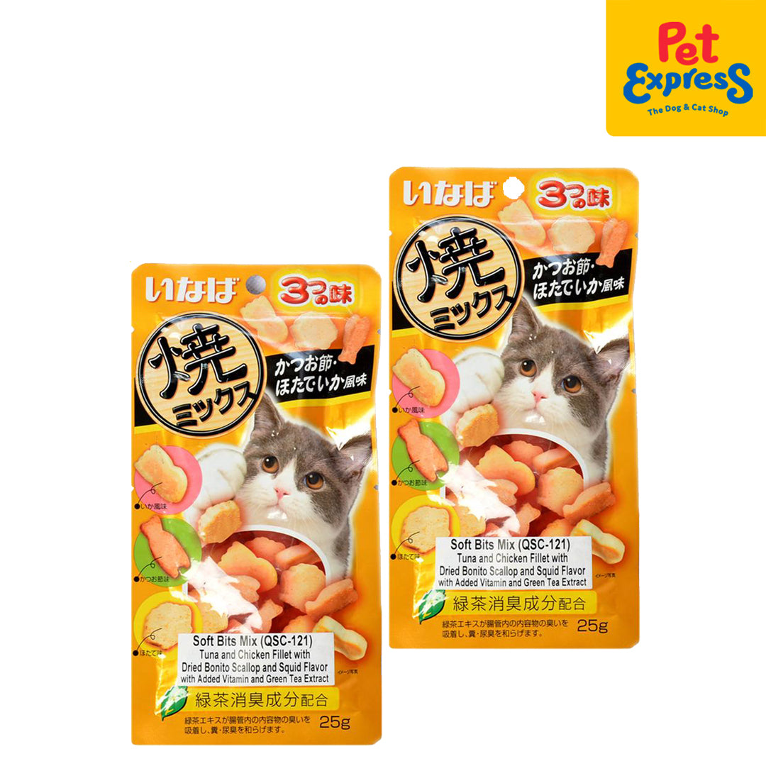Inaba Soft Bits Tuna & Chicken Fillet Scallop & Squid 25g Cat Treats (2 ...