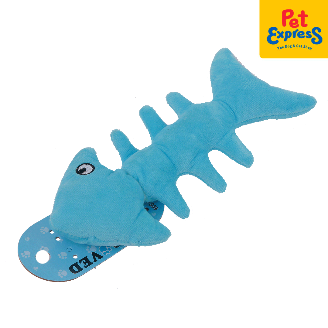 Approved Plush Fish Bone Dog Toy Blue – Pet Express