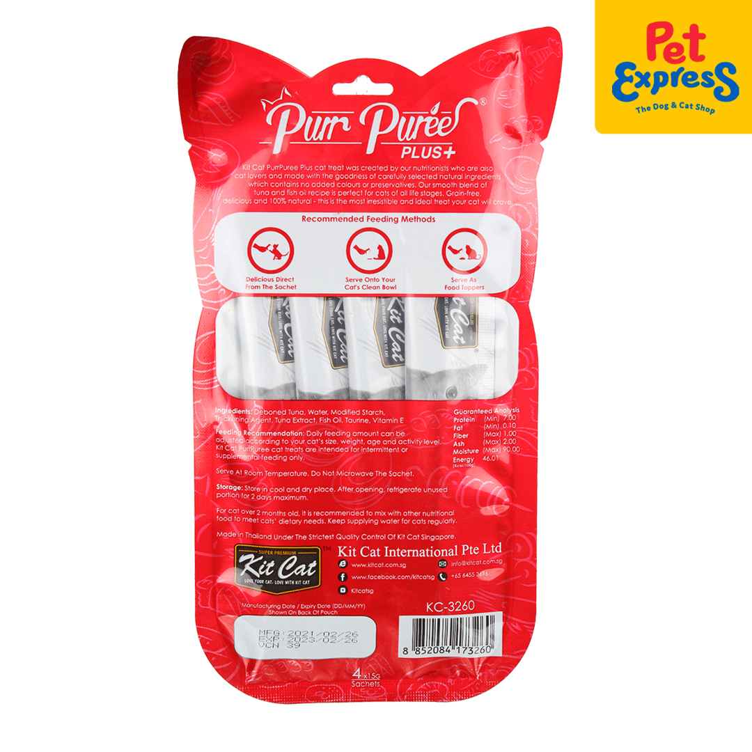 Kit Cat Purr Puree Plus Tuna and Fish Oil Cat Treats 15gx4 (2 packs ...